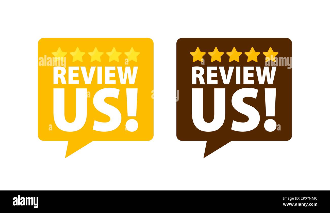 Review us. User rating label. Review and rate us stars Stock Vector ...