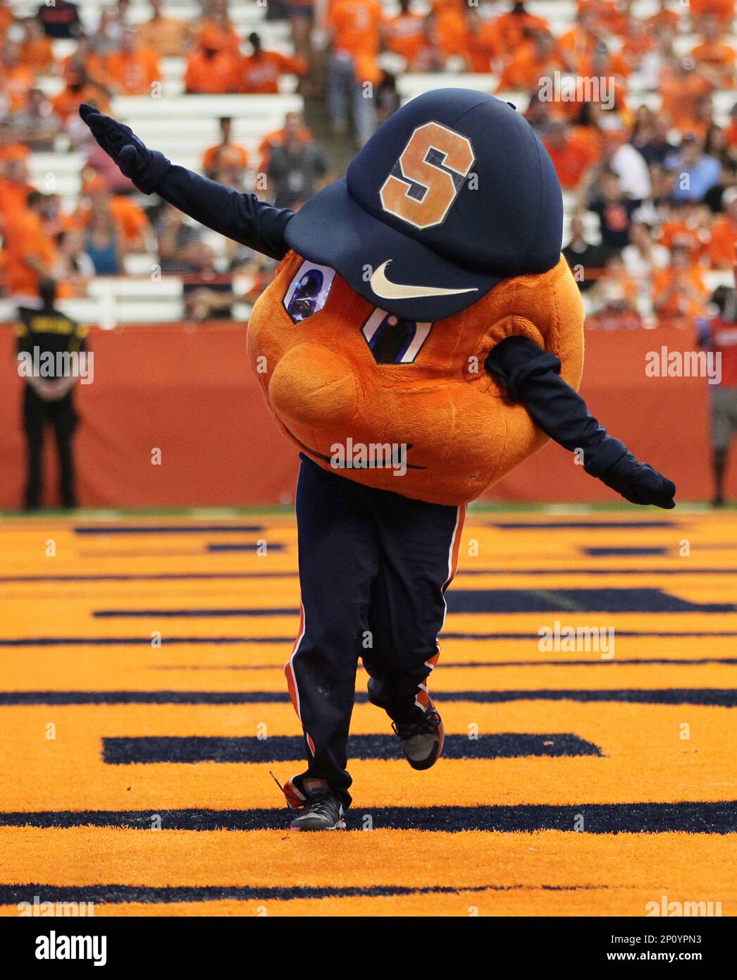 09 September 2016: Syracuse Orange mascot Otto cheers during a NCAA ...
