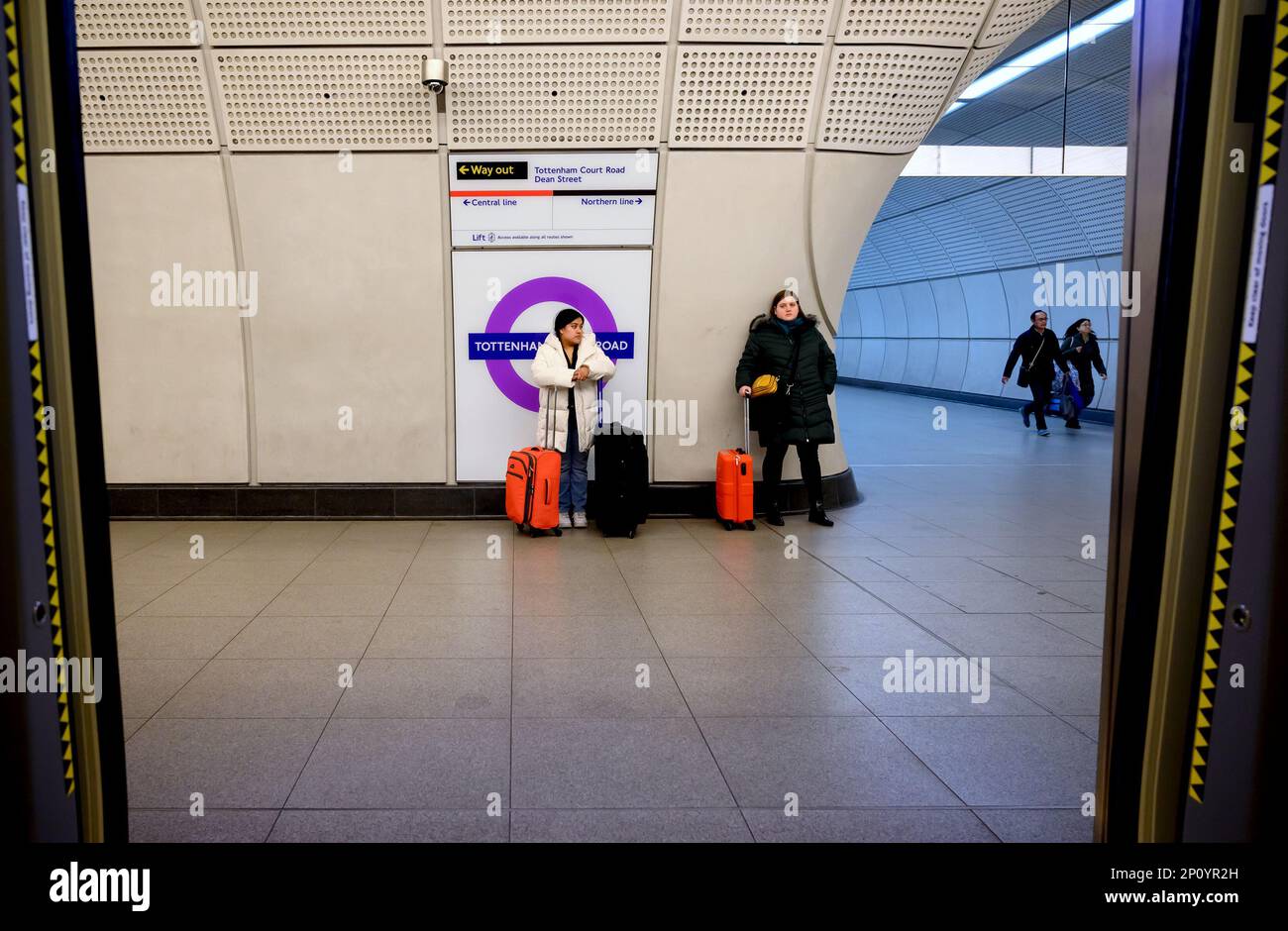 London, England, UK. Tottenham Court Road station on the Elizabeth Line ...