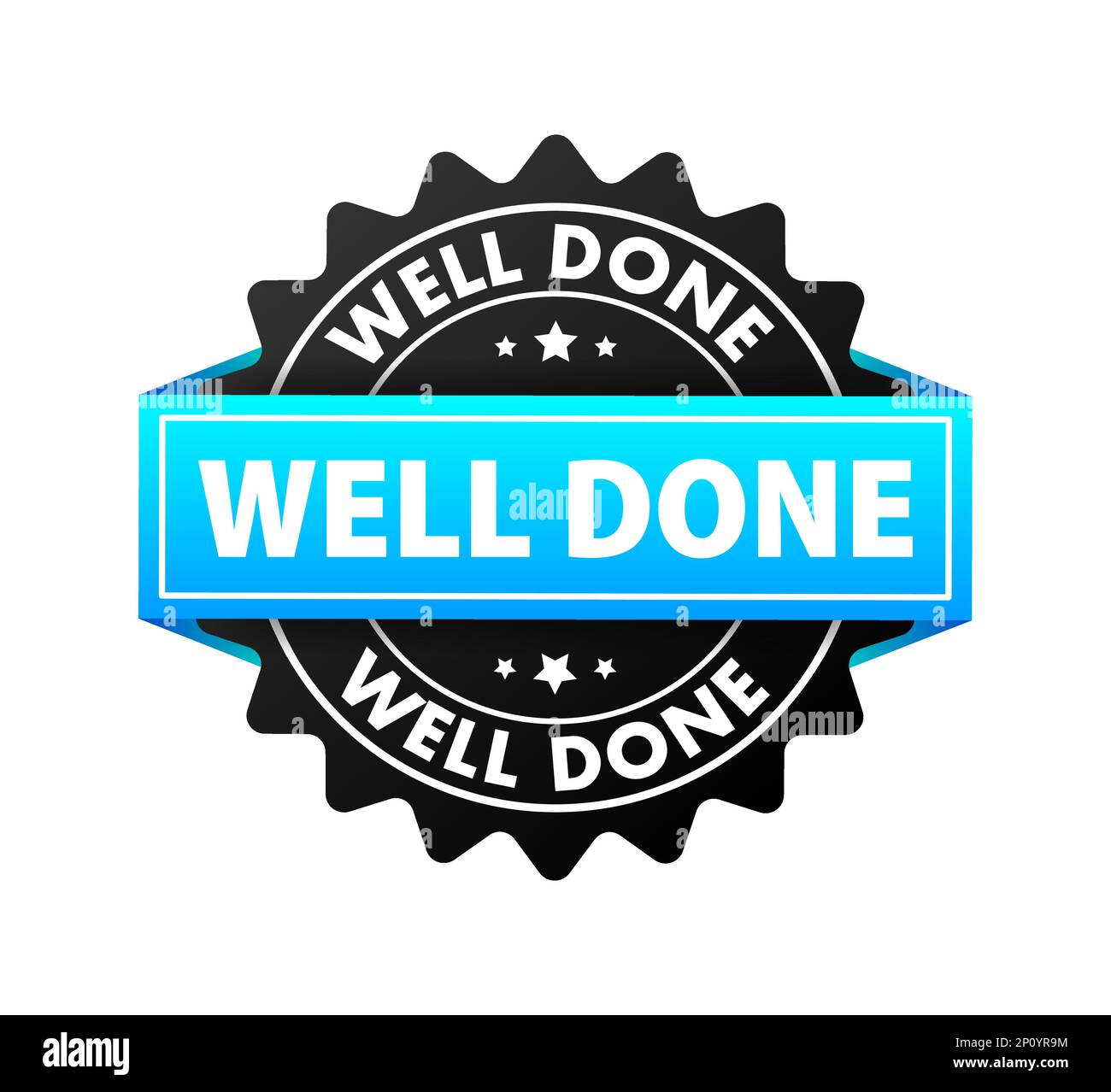 Well done blue label, sign. Vector illustration Stock Vector Image ...