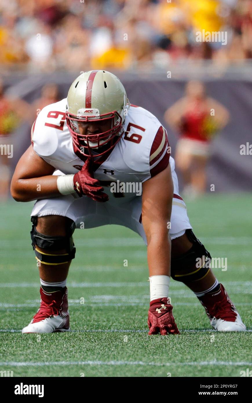 10 September 2016: Boston College offensive lineman Aaron Monteiro (67 ...