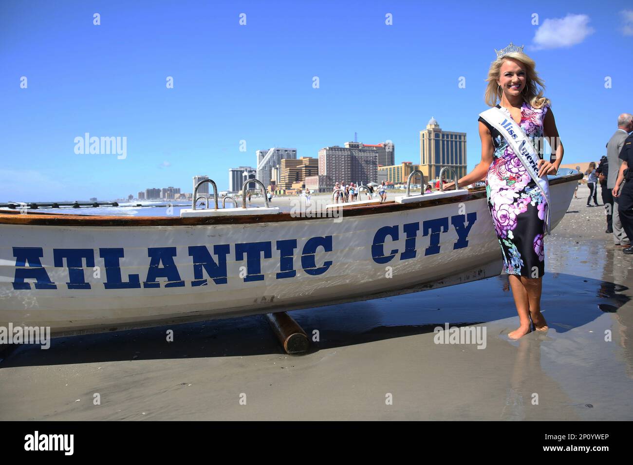 Miss America 2017, Savvy Shields, poses for the media during the ...