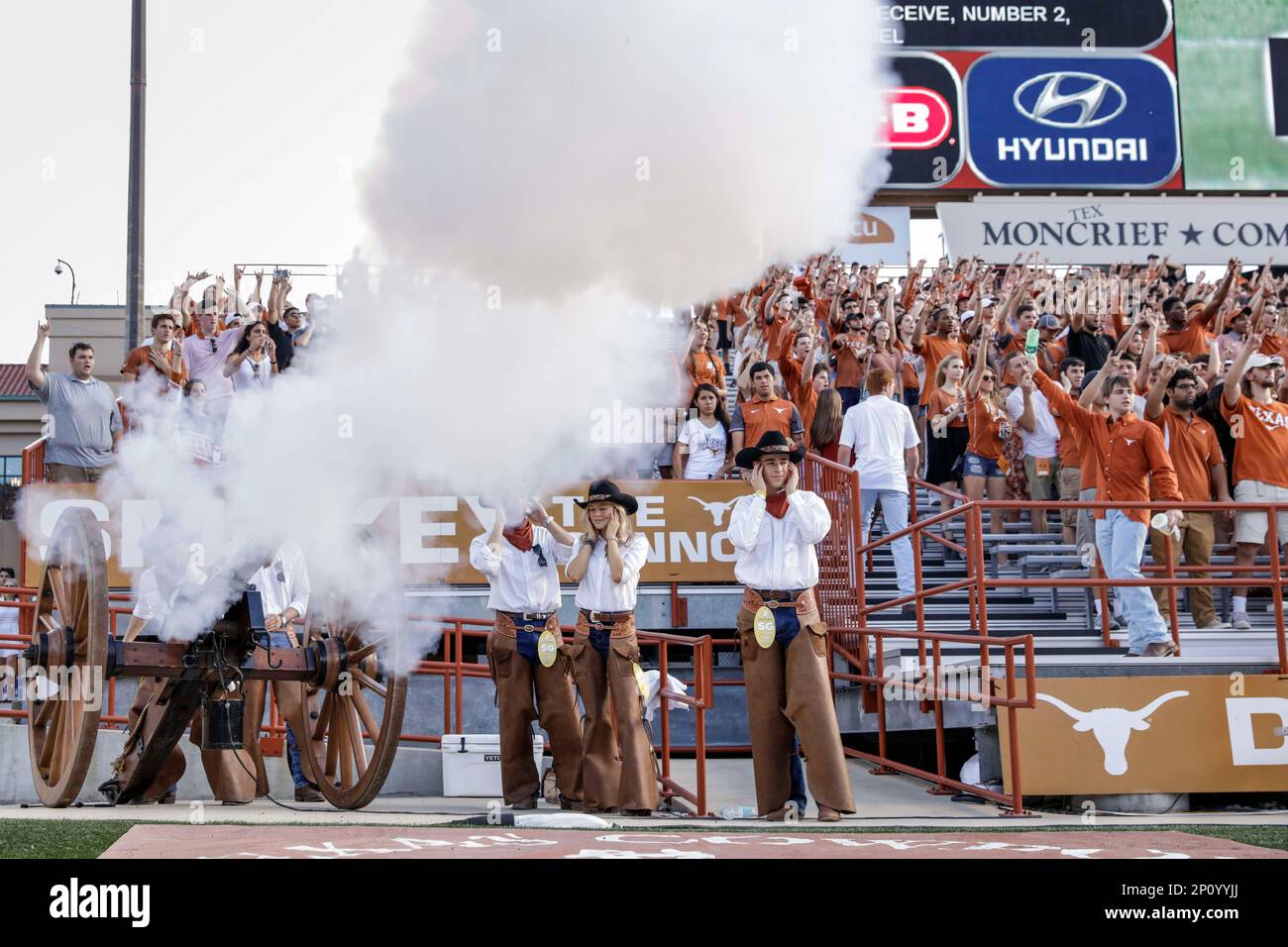 September 10, 2016: The Texas Cowboys fire Smokey The Cannon during the ...