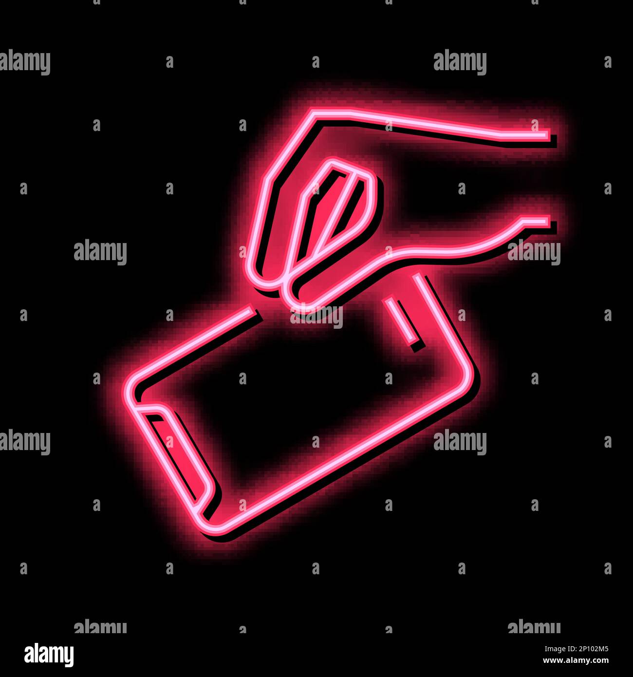hand throw out mobile phone neon glow icon illustration Stock Vector ...