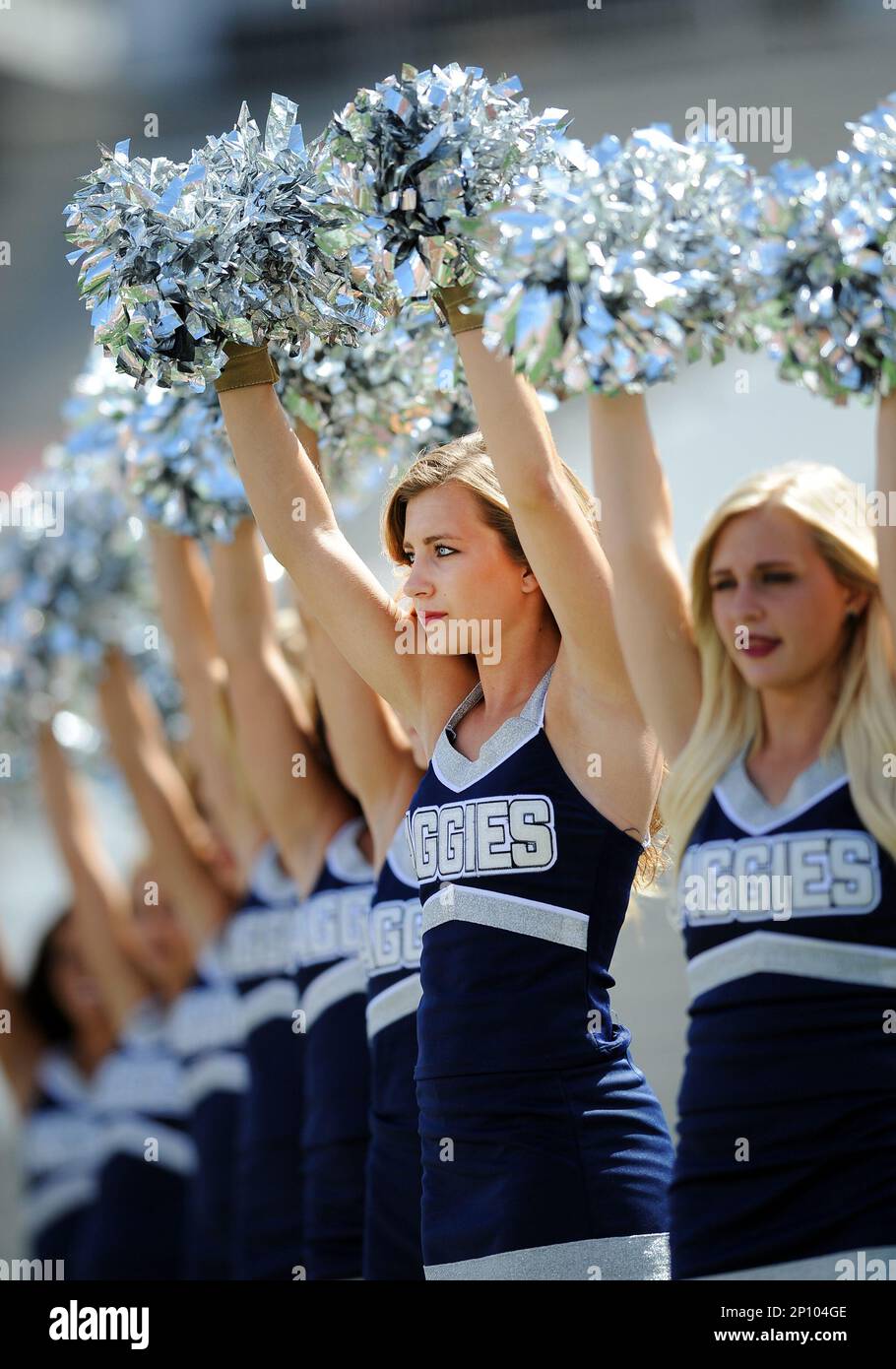 10 Sep. 2016: Utah State Aggies cheerleaders on the field during a game ...