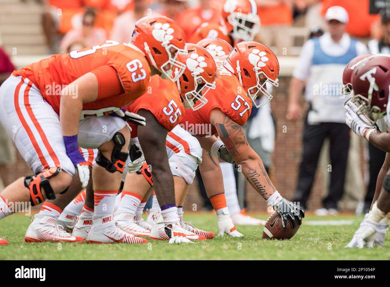 Clemson offensive lineman Jay Guillermo (57) during the NCAA college ...