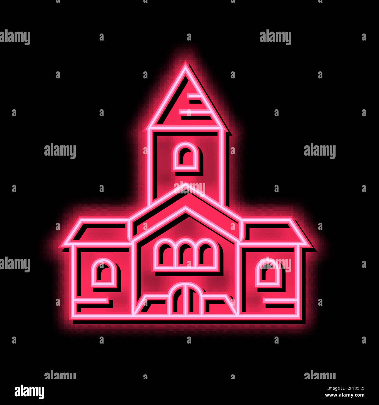 church building neon glow icon illustration Stock Vector Image & Art ...