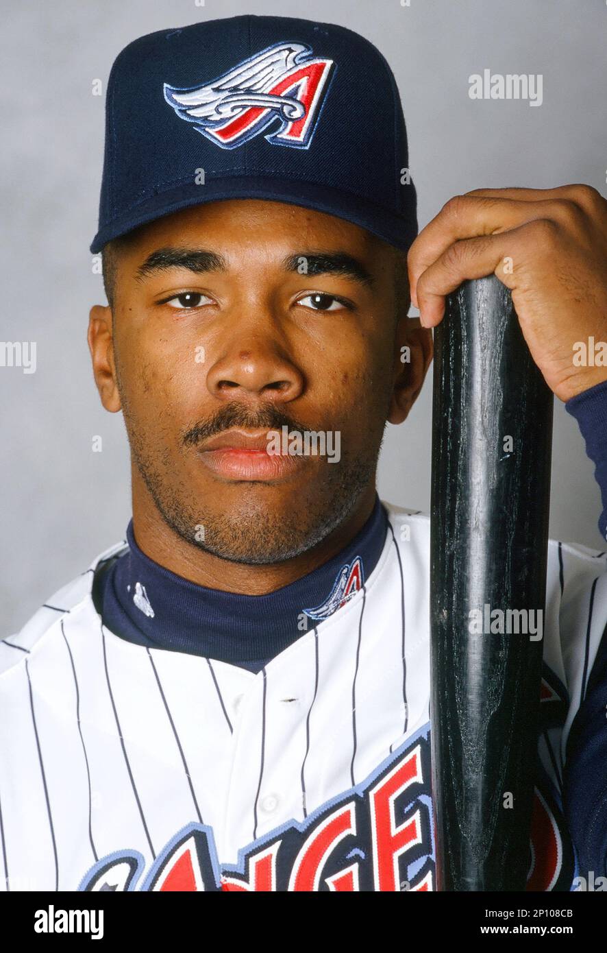 23 Feb. 1998: Anaheim Angels outfielder Garret Anderson (16) posses for ...