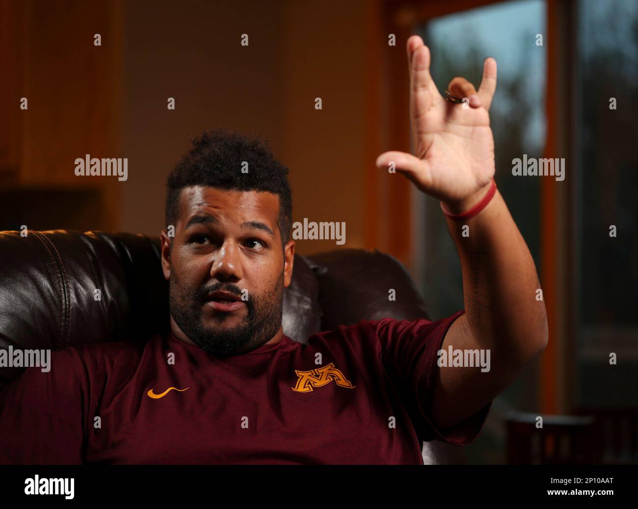 In this photo taken Monday, Sept. 5, 2016, Minnesota linebackers coach ...