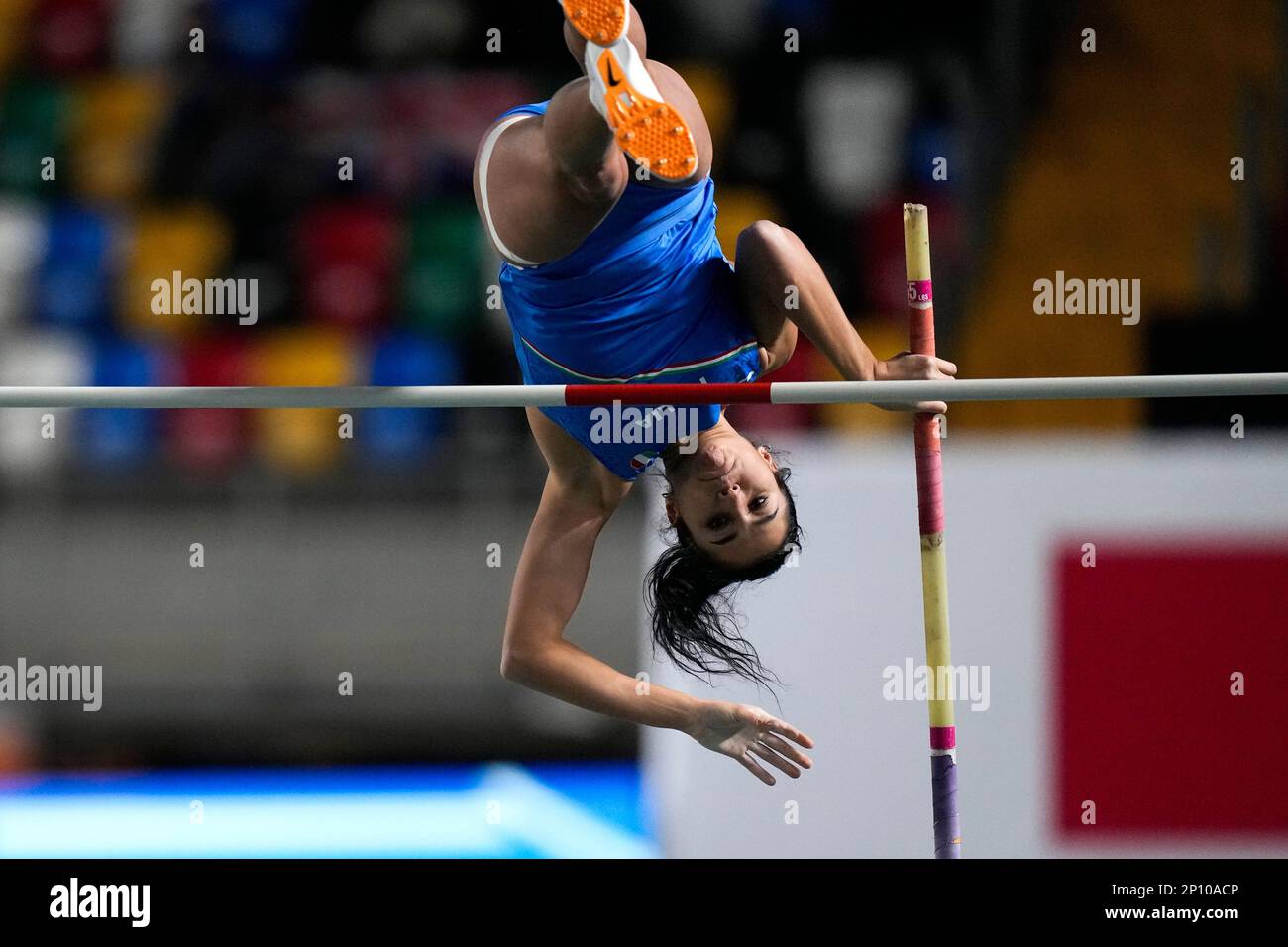 Elisa Molinarolo, of Italy, makes an attempt in a Women Pole Vault ...
