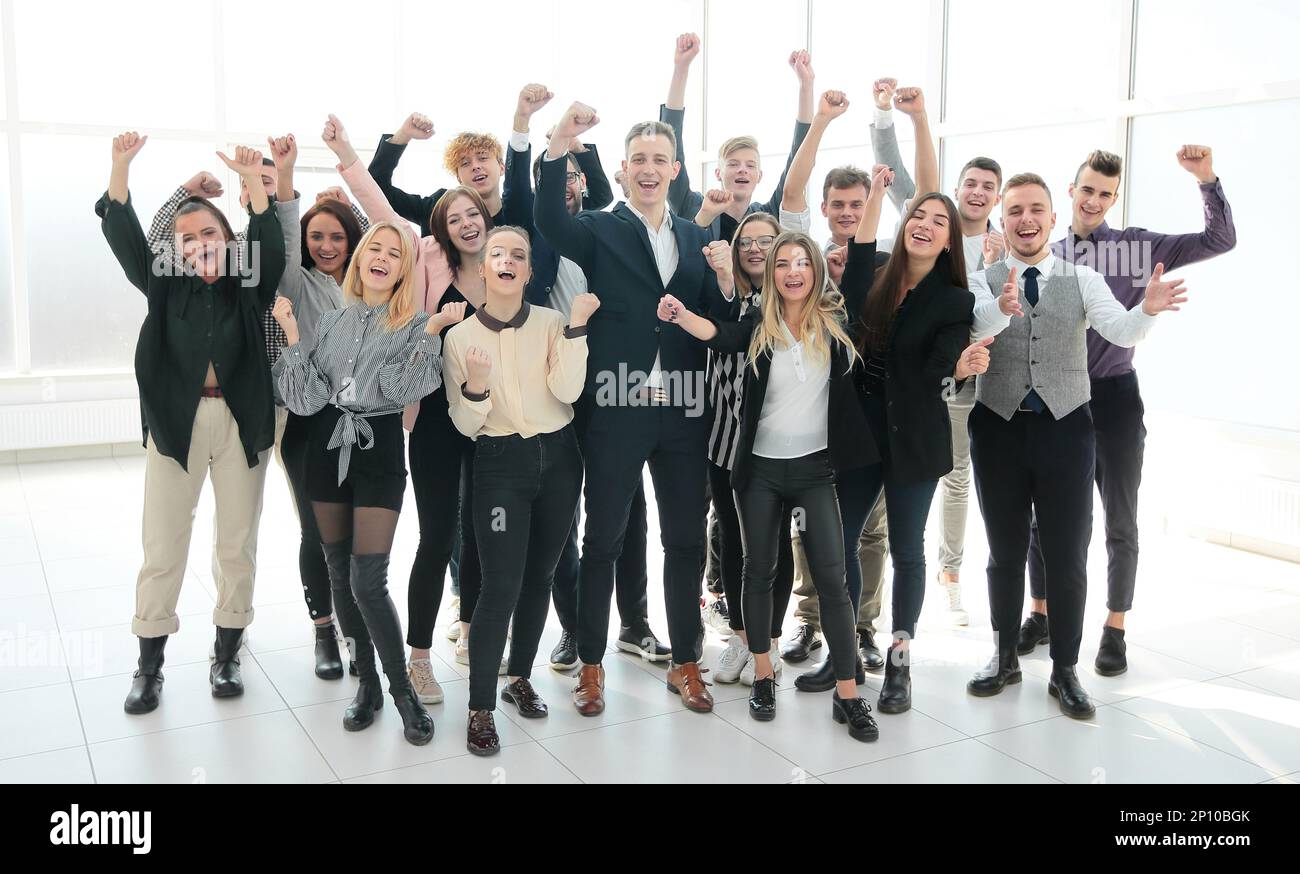 group of happy young business people celebrating together Stock Photo ...