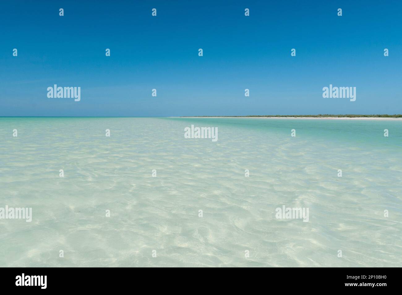 Slightly bordered panoramic bird's eye view of tropical lagoon with ...