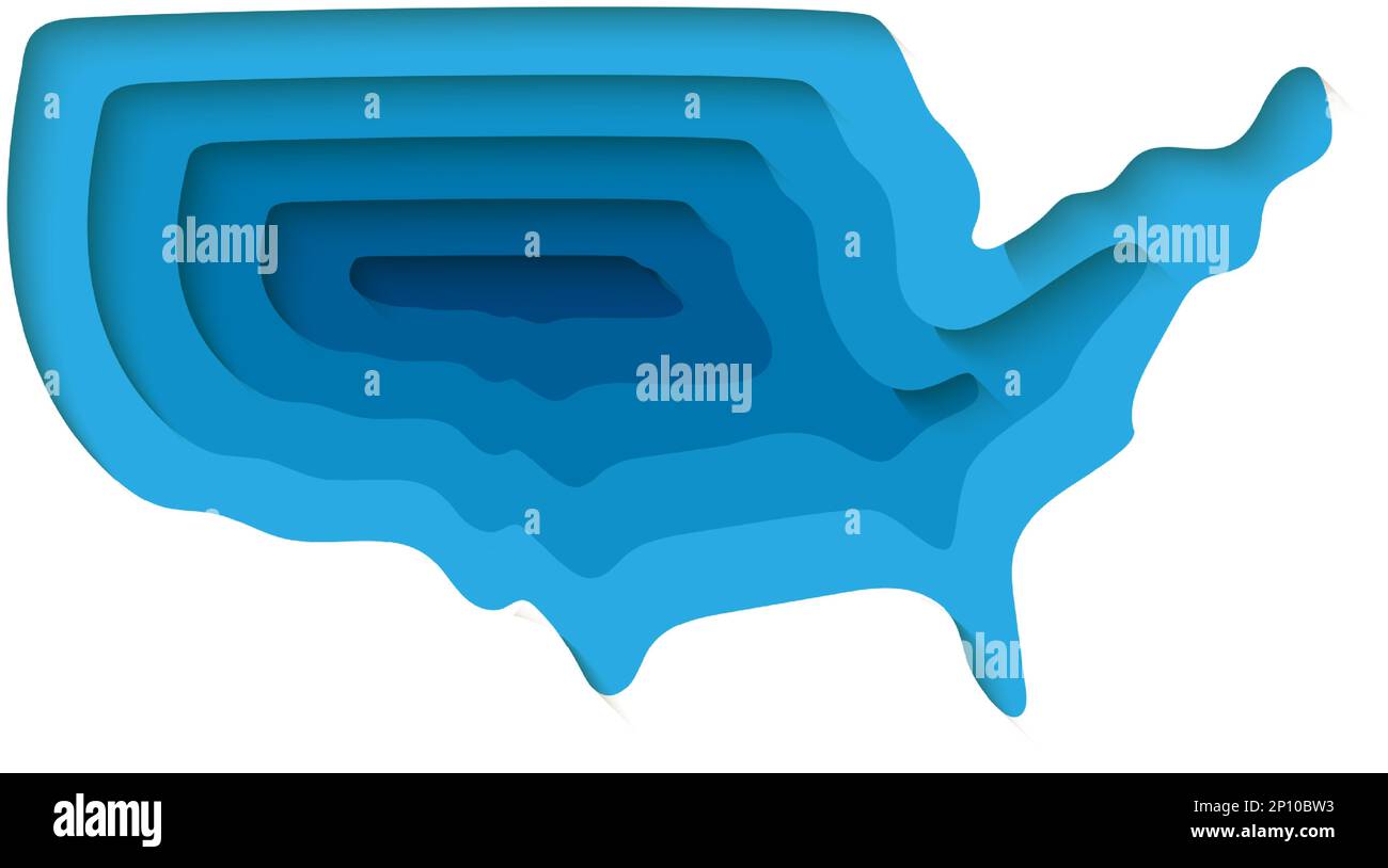 USA 3d symbol in paper cut style. USA map illustration design. Country ...
