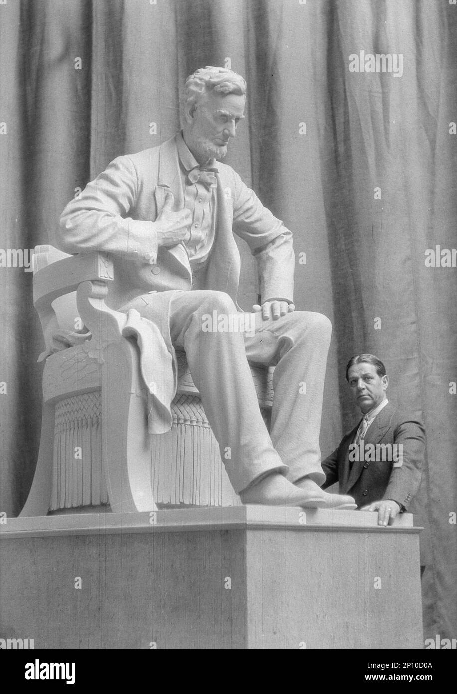 Patigian, Haig, Mr., with his Abraham Lincoln sculpture, portrait ...