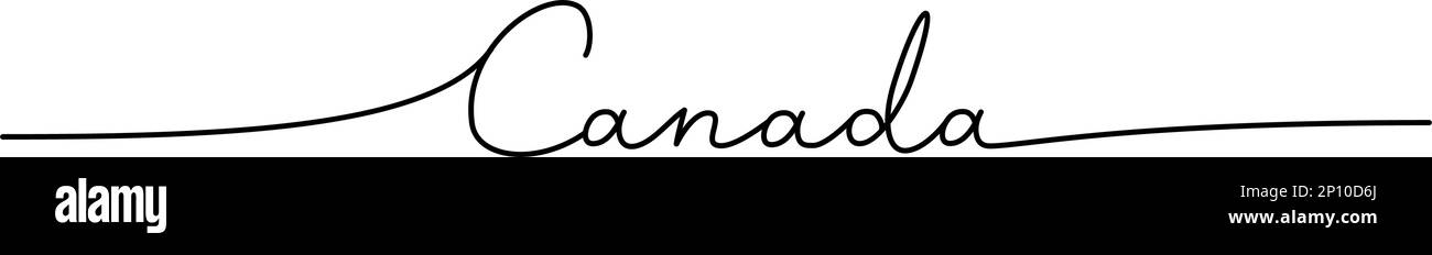 Canada - word with continuous one line. Minimalist drawing of phrase ...