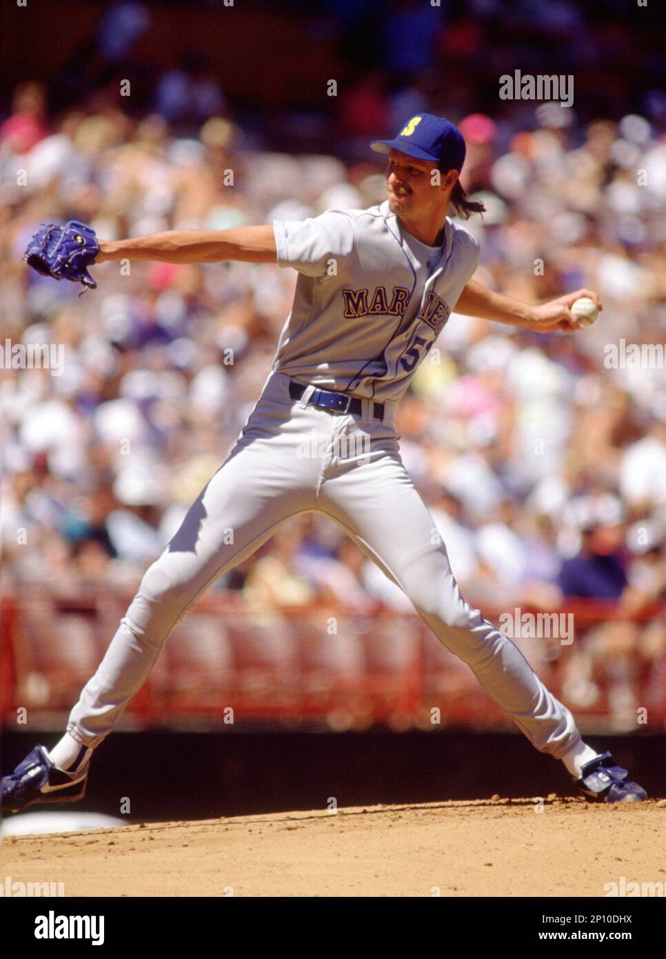 Seattle Mariners Randy Johnson (51) in action during a game from the1990 season with the Seattle ...