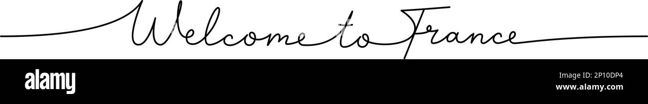 Welcome to France - word with continuous one line. Minimalist drawing ...