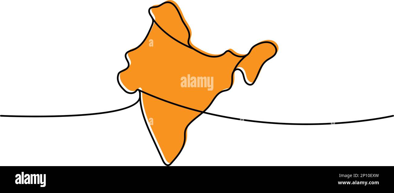 India silhouette colored one line continuous drawing. India country ...
