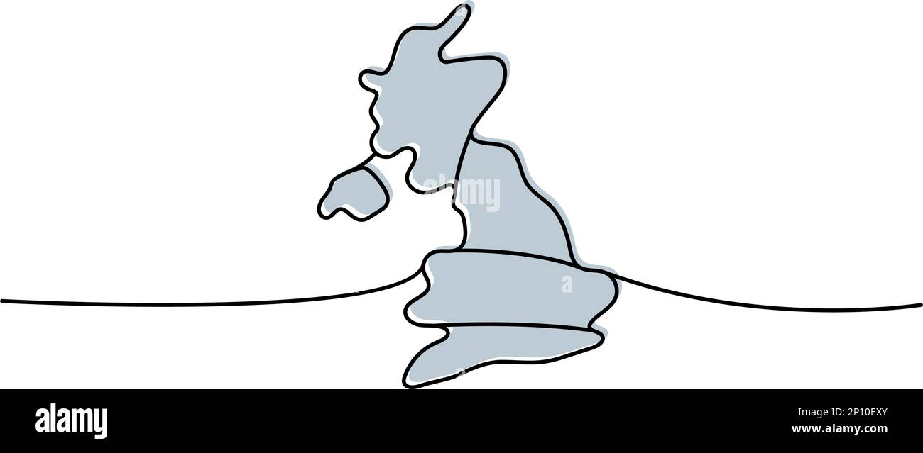 United Kingdom silhouette colored one line continuous drawing. United ...