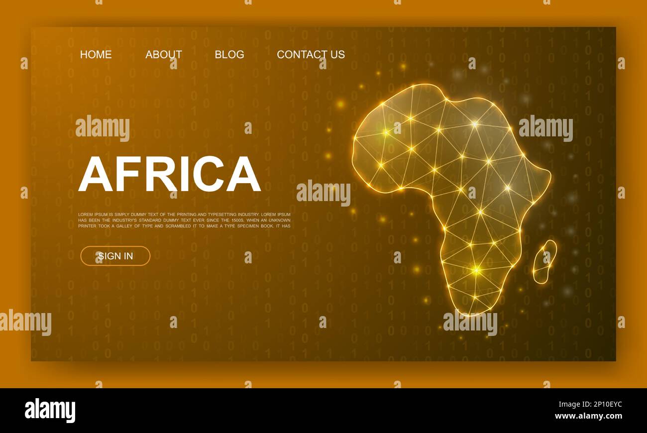 Africa 3d polygonal website template. Africa map design illustration ...
