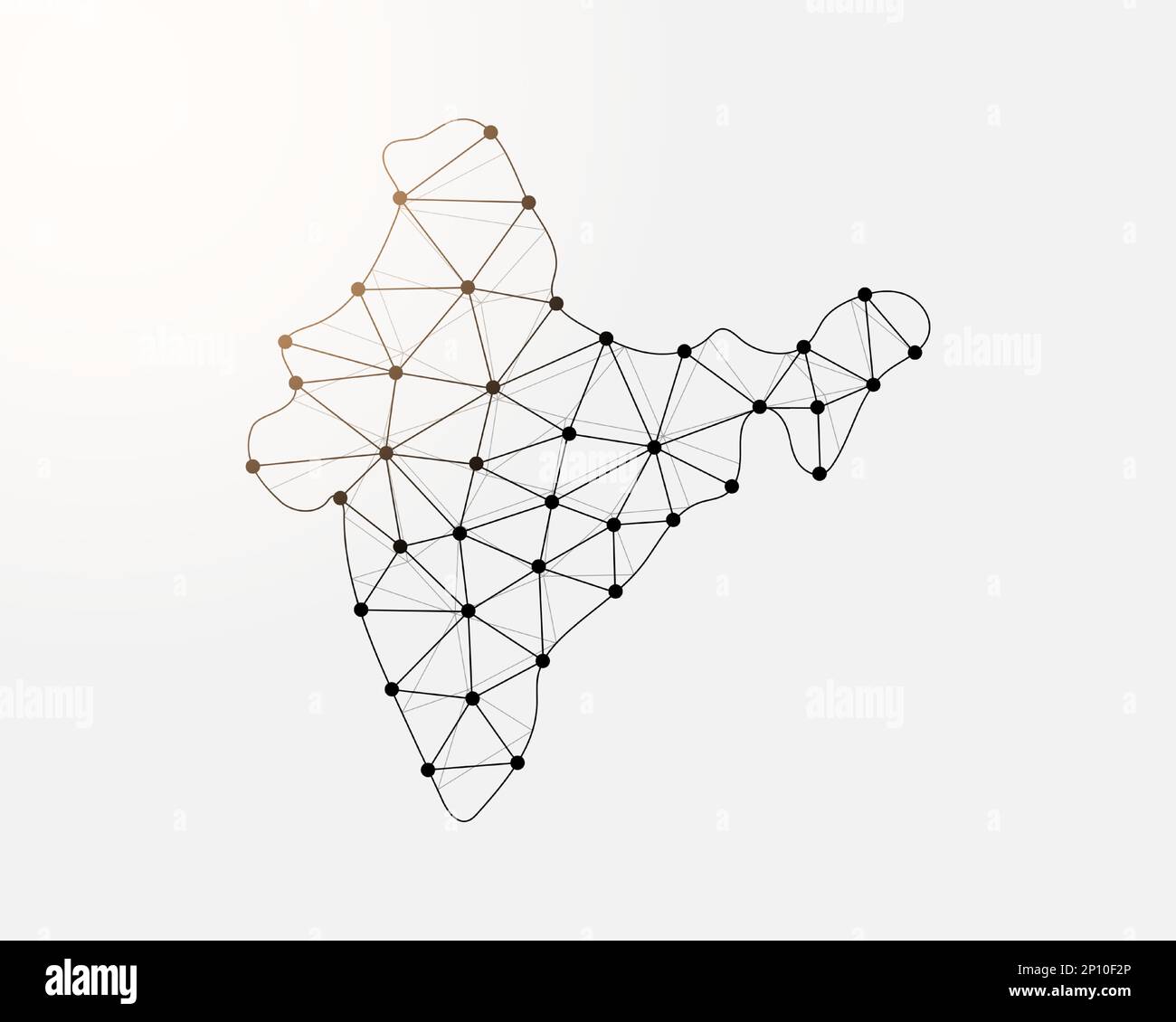 India low poly symbol with connected dots. India map design vector ...