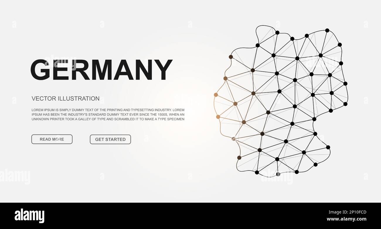 Germany low poly symbol with connected dots for landing page. Germany map design illustration ...