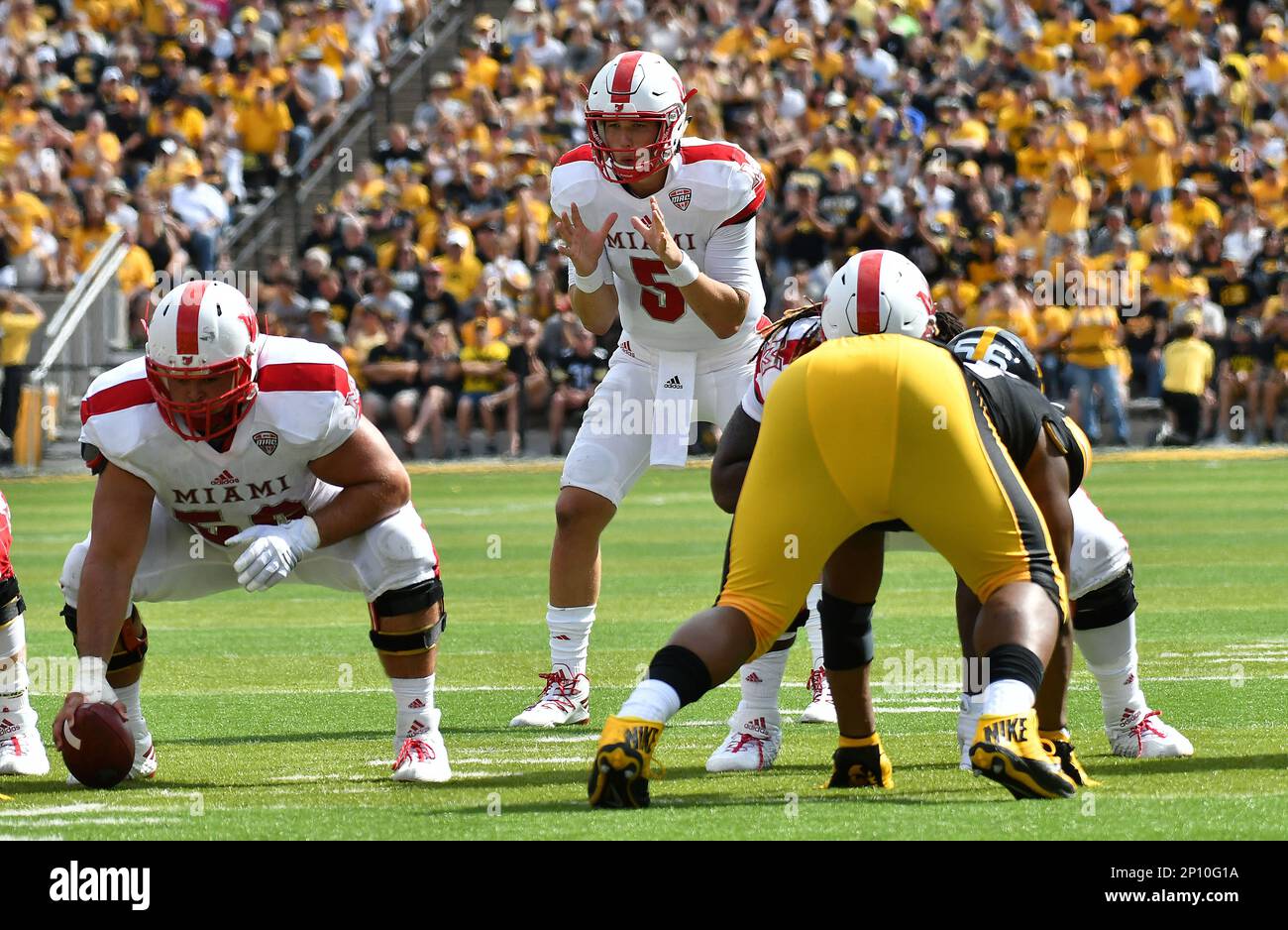 03 SEP 2016: Miami of Ohio RedHawks quarterback Billy Bahl (5) calls ...