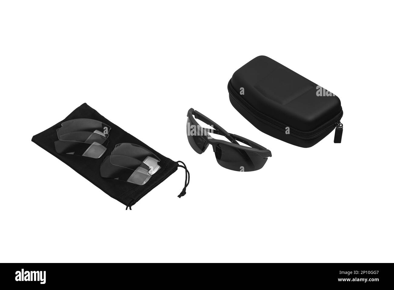 Modern goggles for eye protection. Glasses with plastic frames and ...