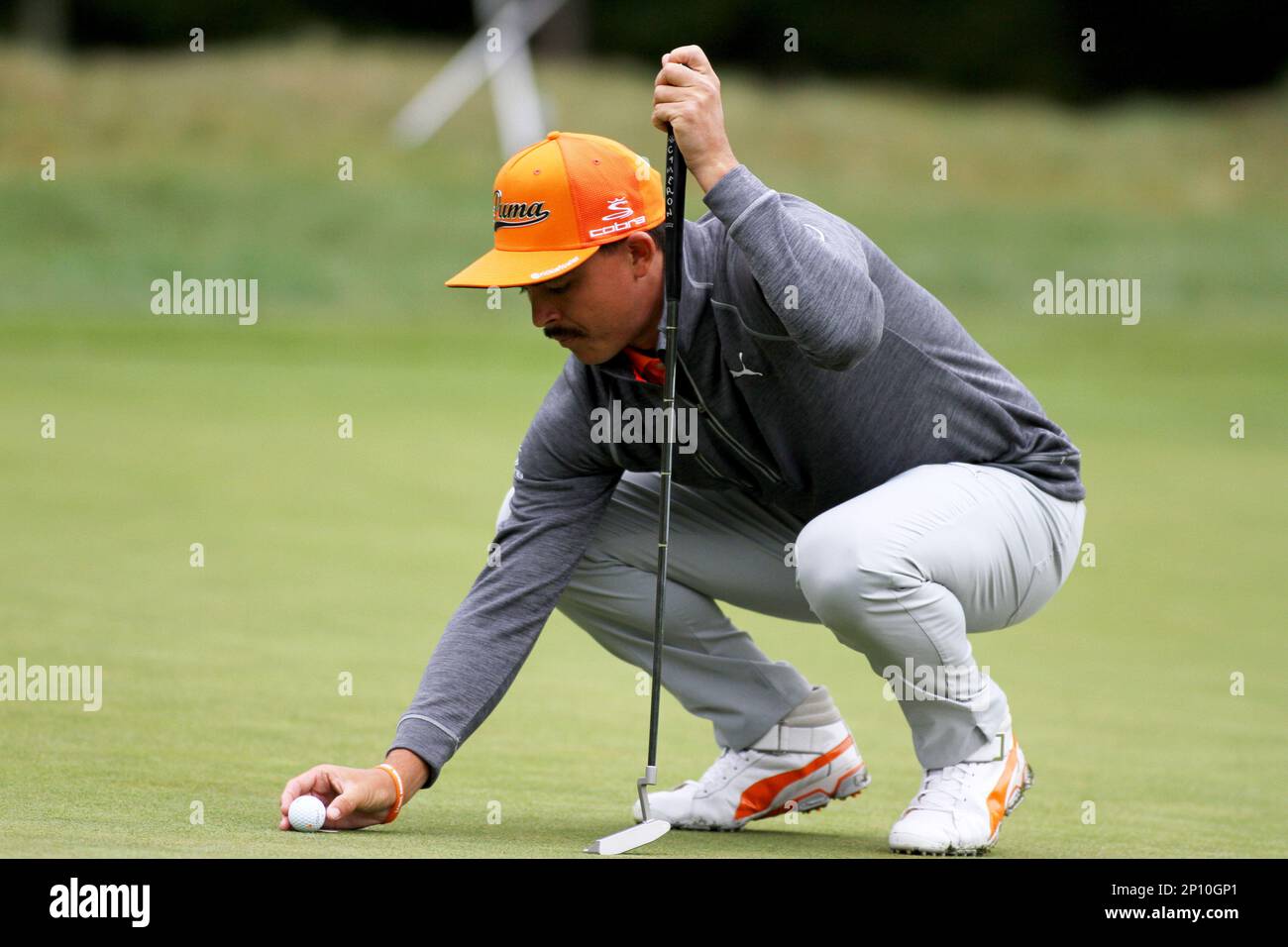 September 5, 2016: Rickie Fowler lines up a put on 2 during the ...