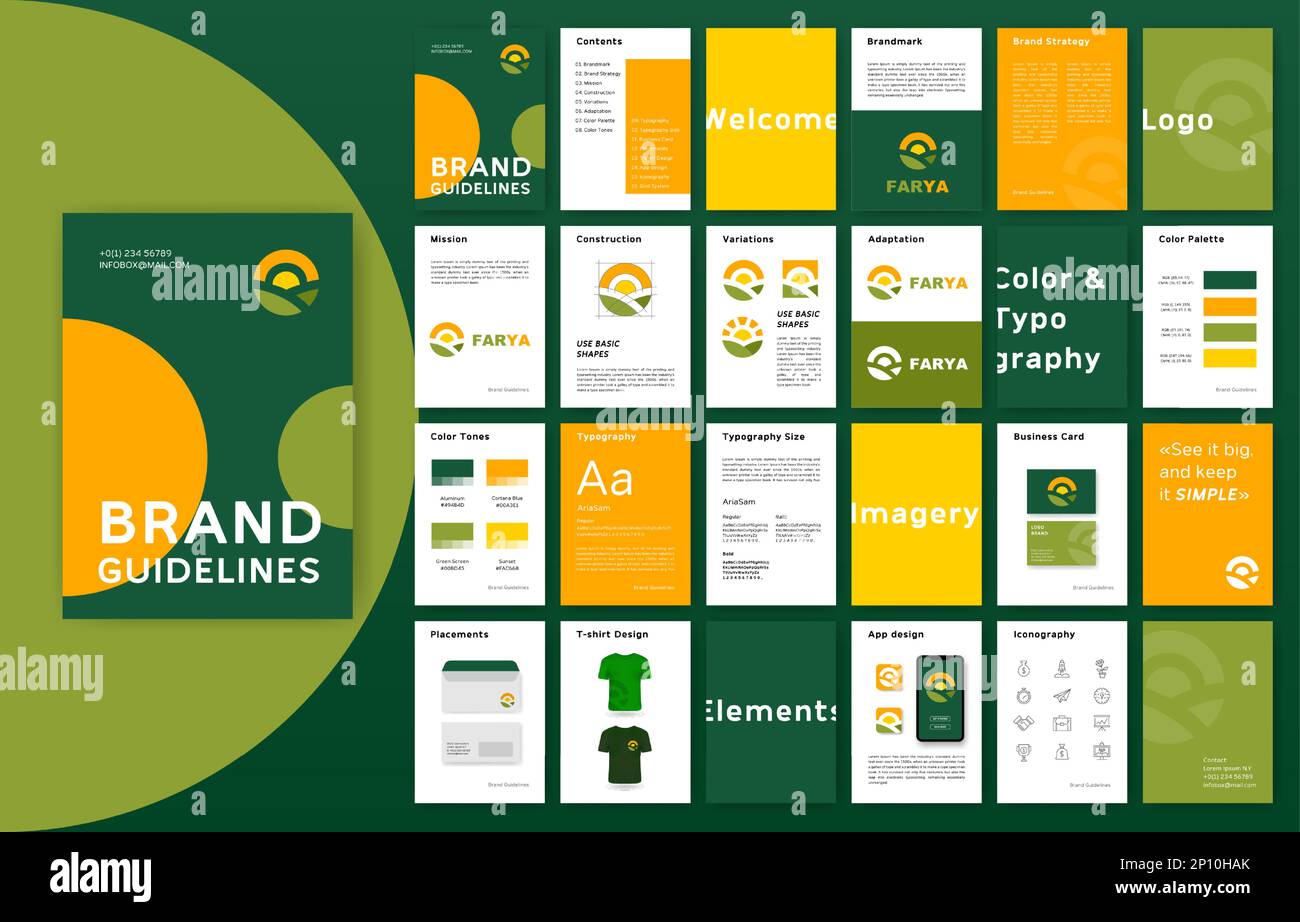 Colored Brand Guidelines template. Corporate identity presentation in ...