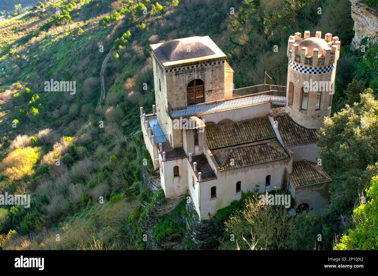 Aerial view of the village and castle of erice erice hi-res stock ...