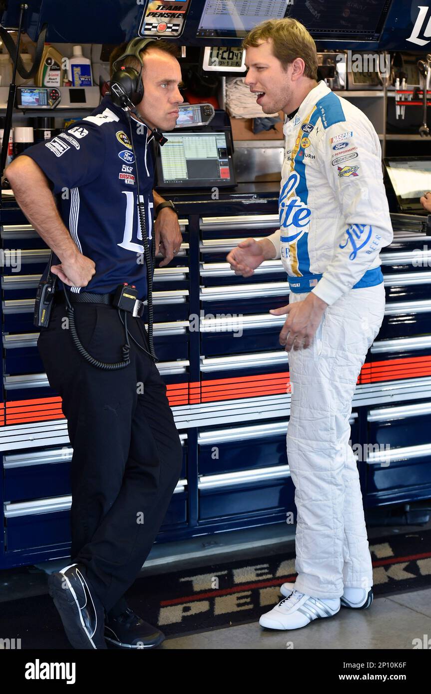Brad Keselowski and Paul Wolfe during practice for the NASCAR Sprint ...