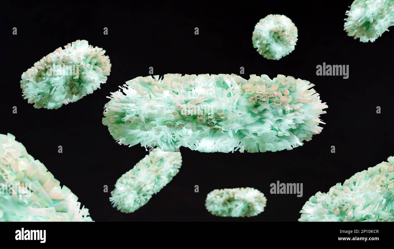 Peritrichous Bacteria with lot of flagellum, bacteria with long tails ...