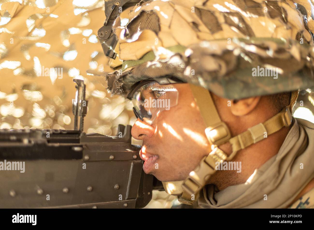 U.S. Marine Corps Pfc. Joshua Hudson, a low-altitude air gunner with 3d ...