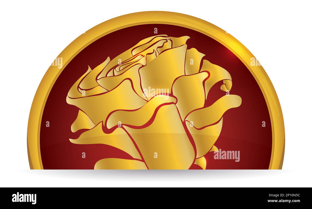 Luxury design decorated with golden frame and rose silhouette, inside a ...