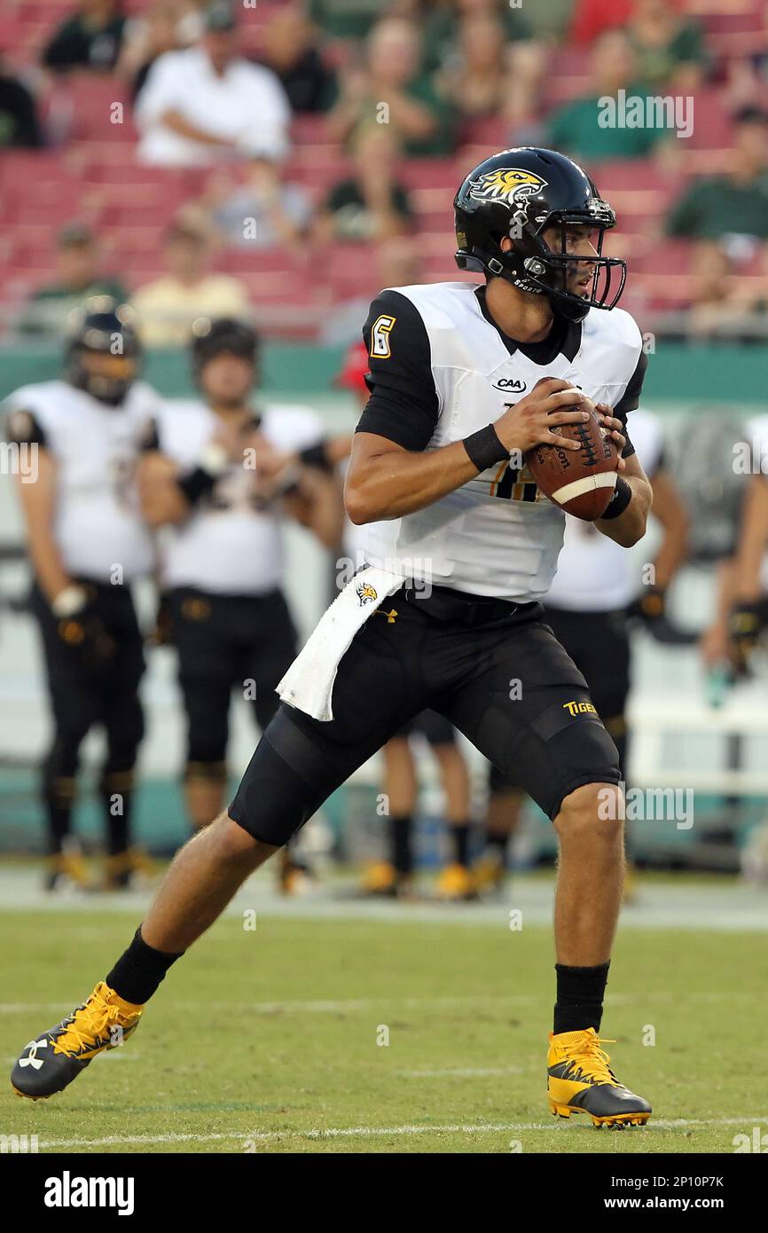 03 SEP 2016: Towson's quarterback Morgan Mahalak (6) during the game ...