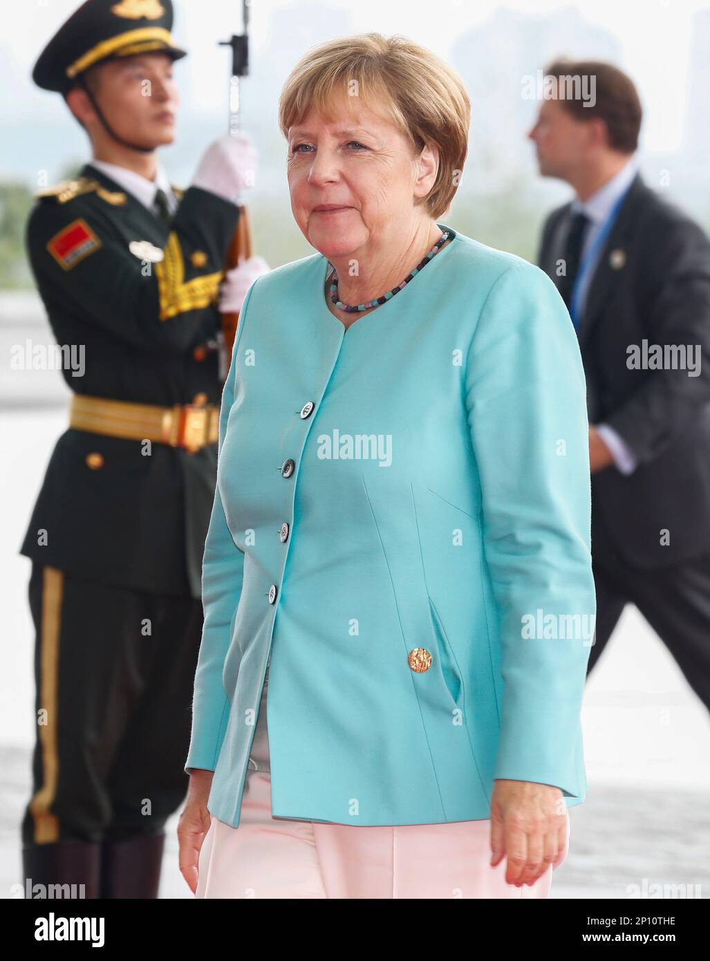 German Chancellor Angela Merkel arrives at the Hangzhou International ...