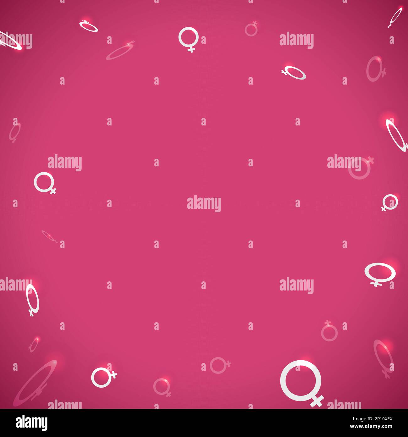 Template design with pink background and floating woman symbols with ...