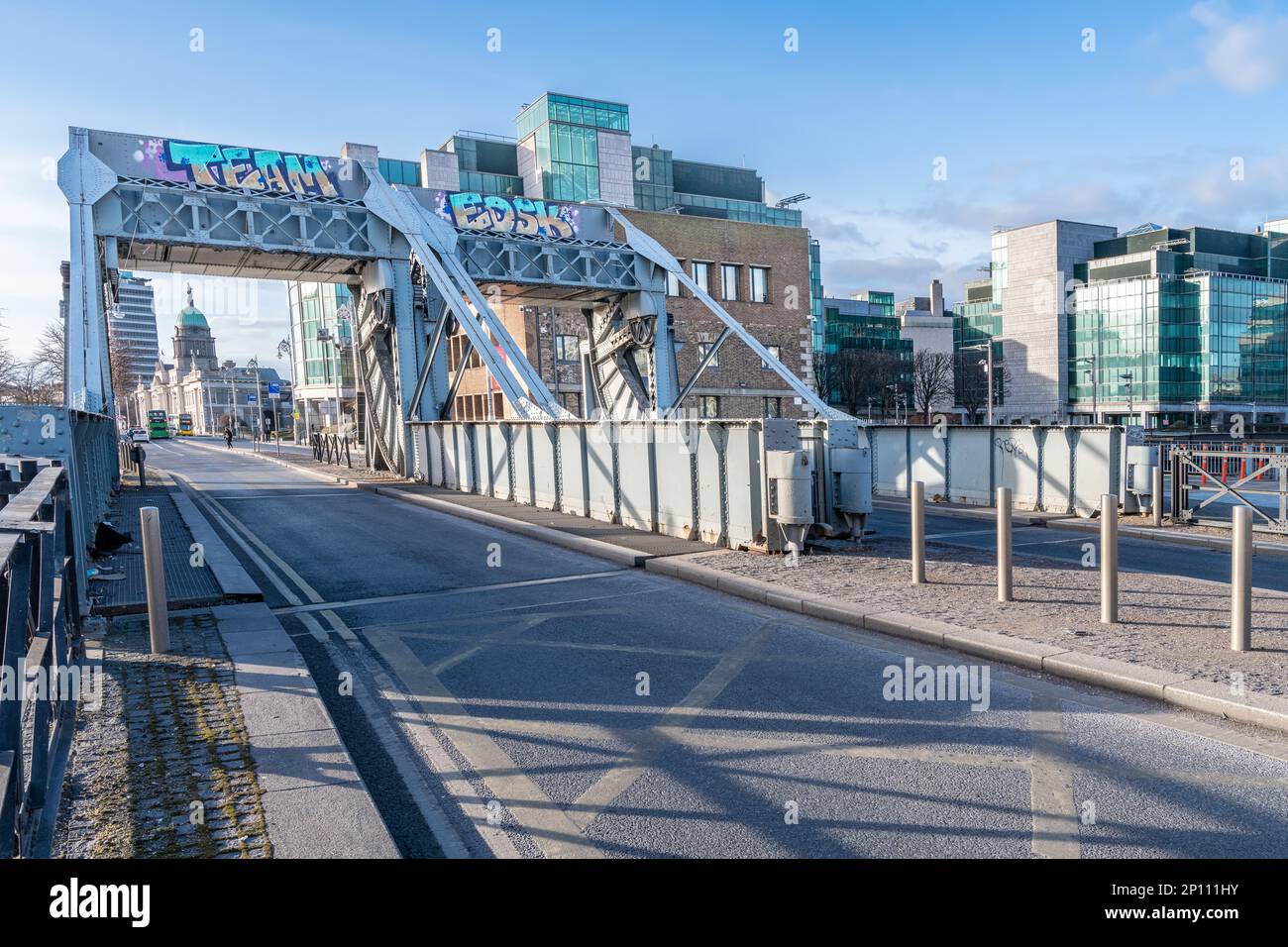 North Wall Quay Scherzer bascule bridge, Dublin, Ireland Stock Photo ...