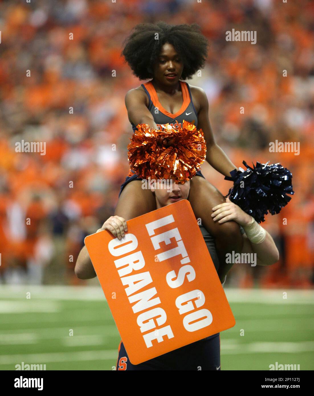 02 September 2016: Syracuse Orange cheerleaders cheer during a NCAA ...