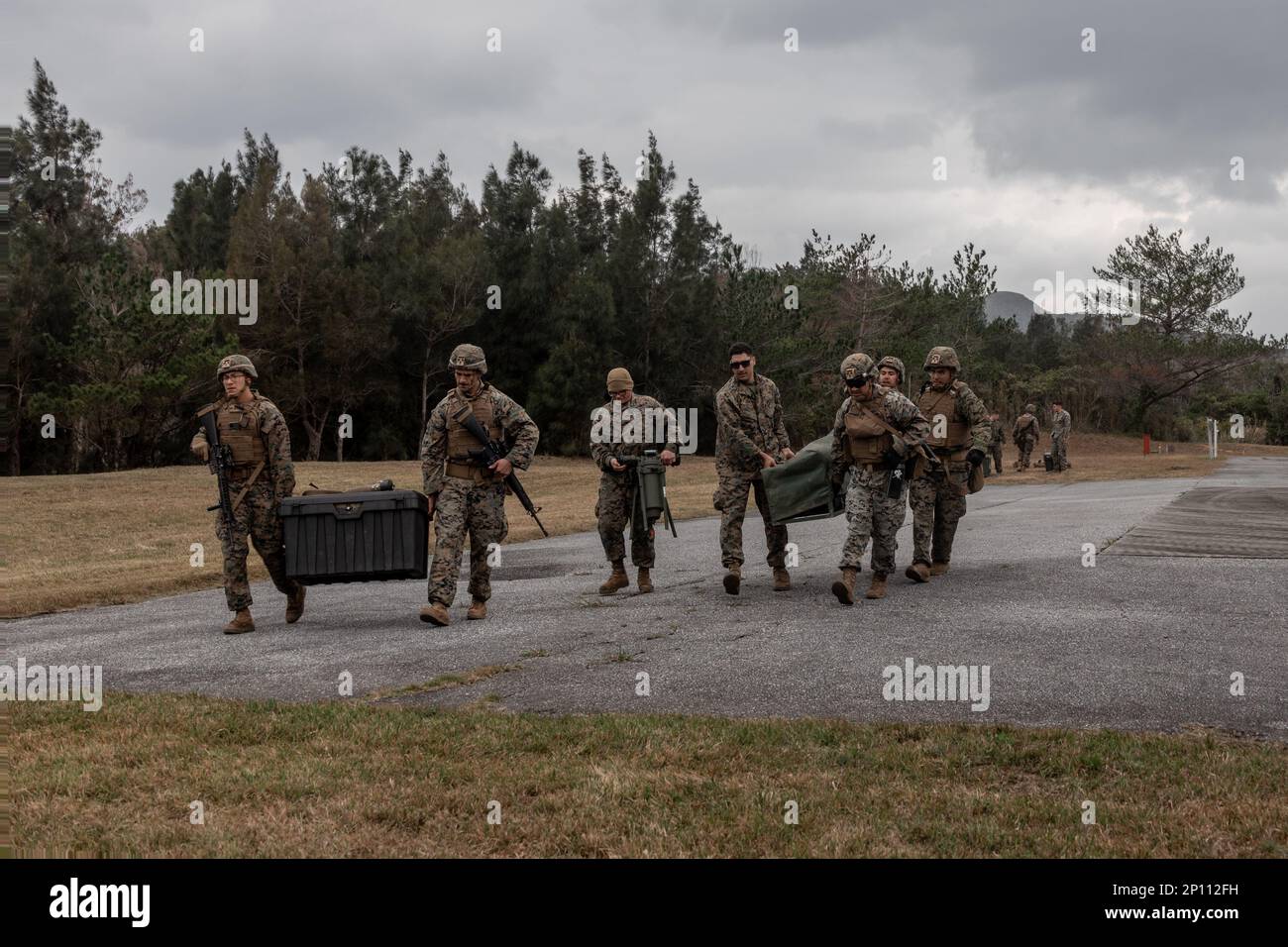 U.S. Marines with Combat Logistics Regiment 3 (CLR-3) prepare to load a ...
