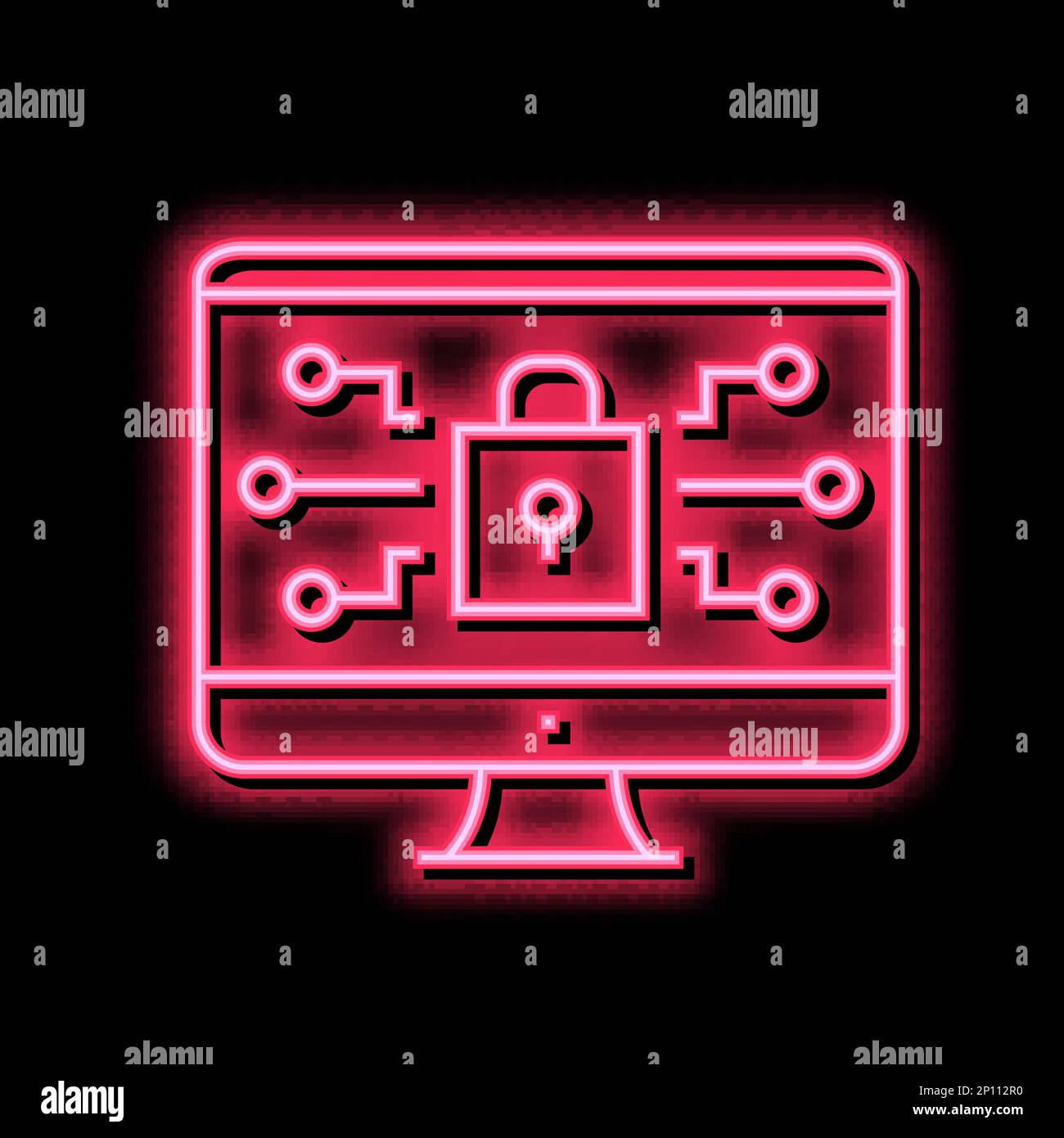 computer security neon glow icon illustration Stock Vector Image & Art ...