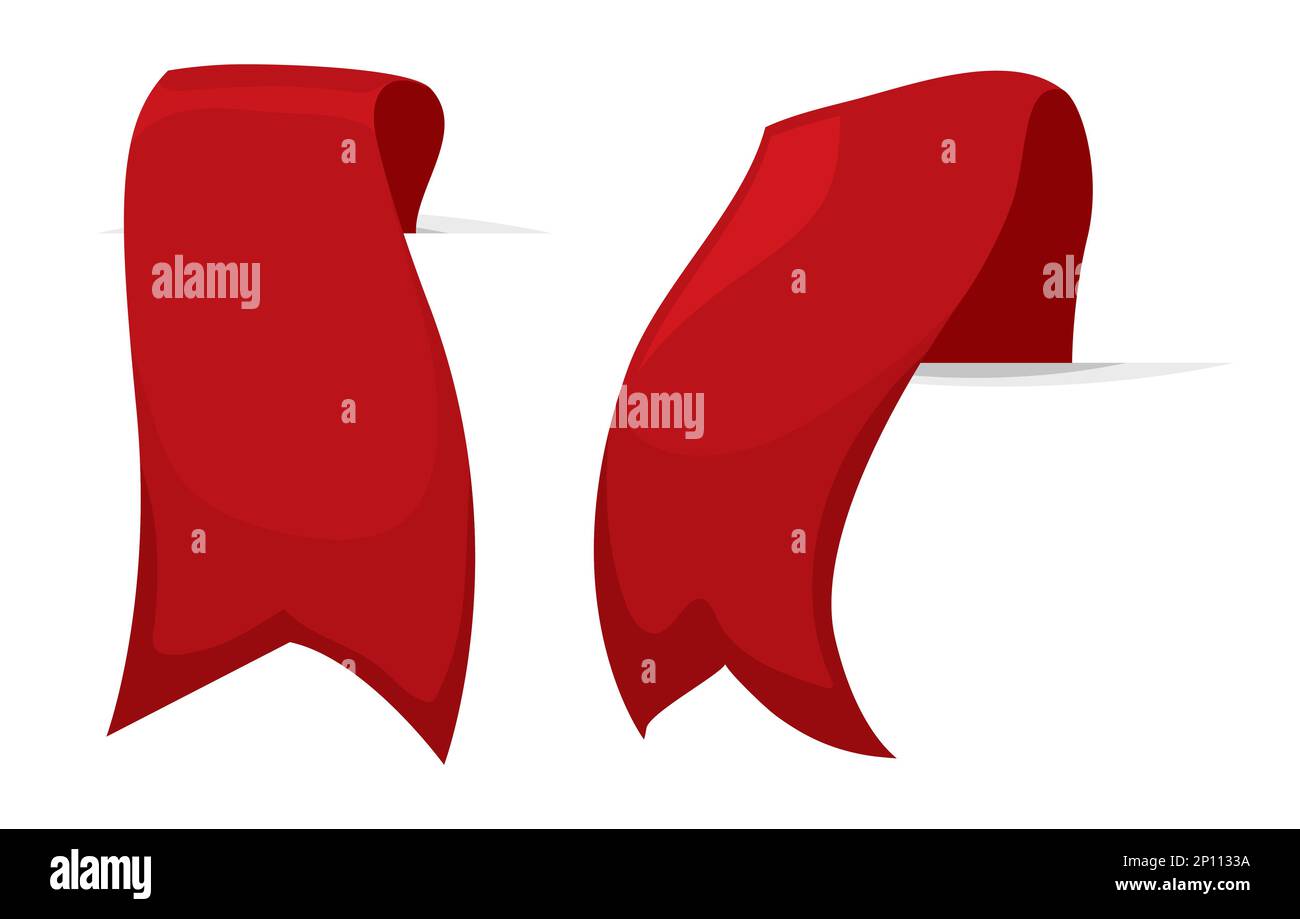 Two red vertical labels or bookmarks in cartoon style, isolated over ...