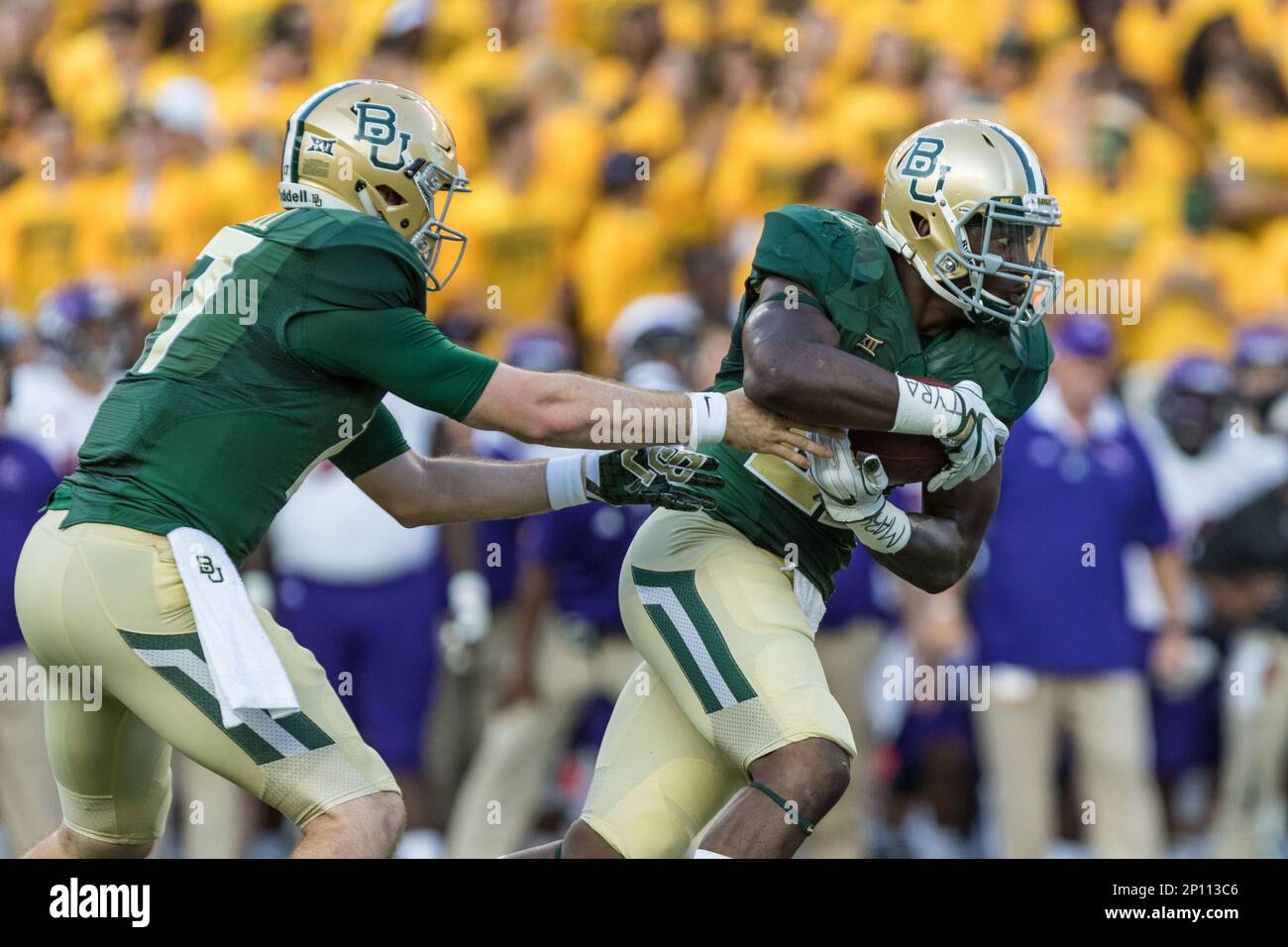 02 SEP 2016: Baylor Bears quarterback Seth Russell (17) hands-off the ...
