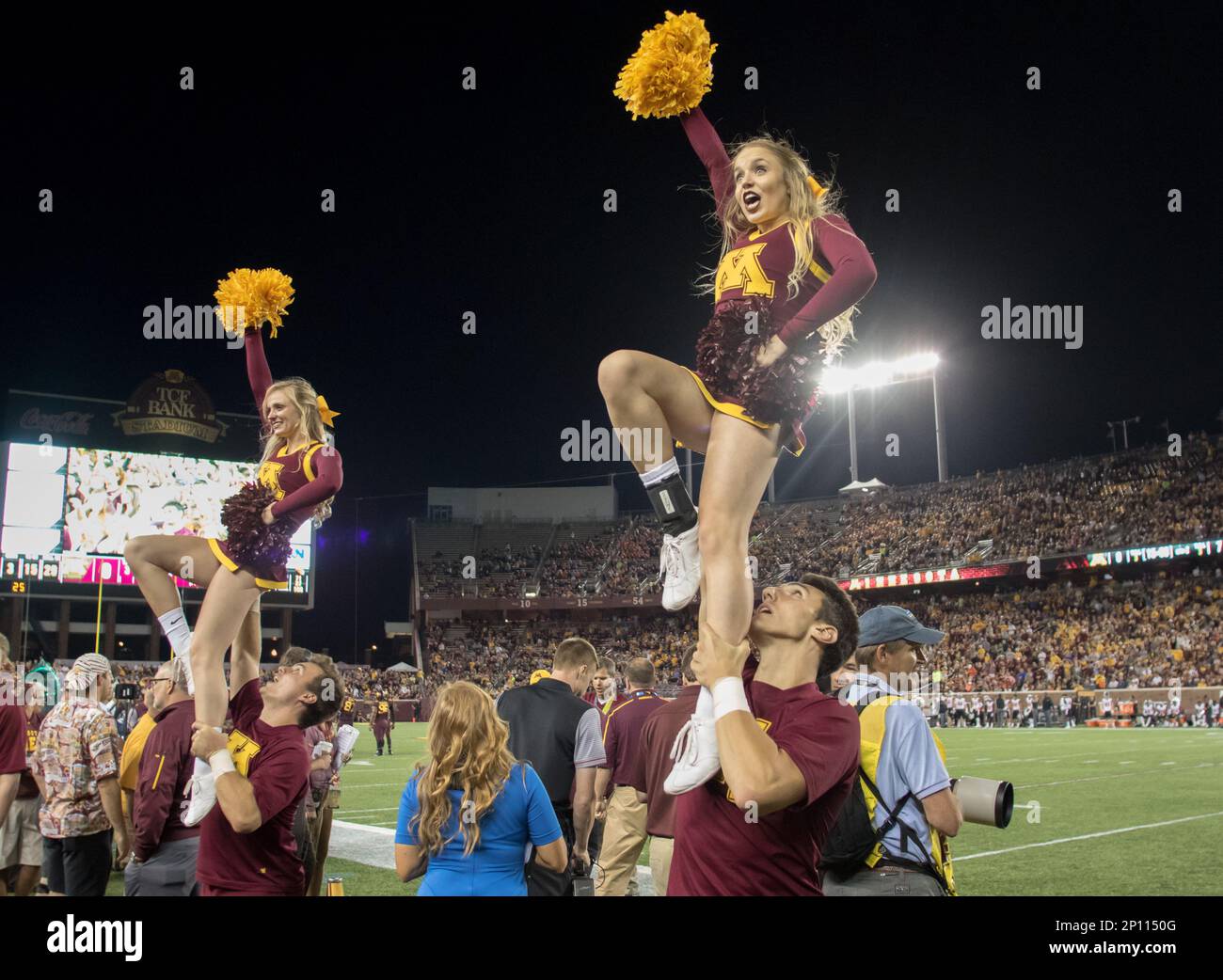 Sept. 1, 2016; Gopher cheerleaders at the 2016 Minnesota Gopher home ...