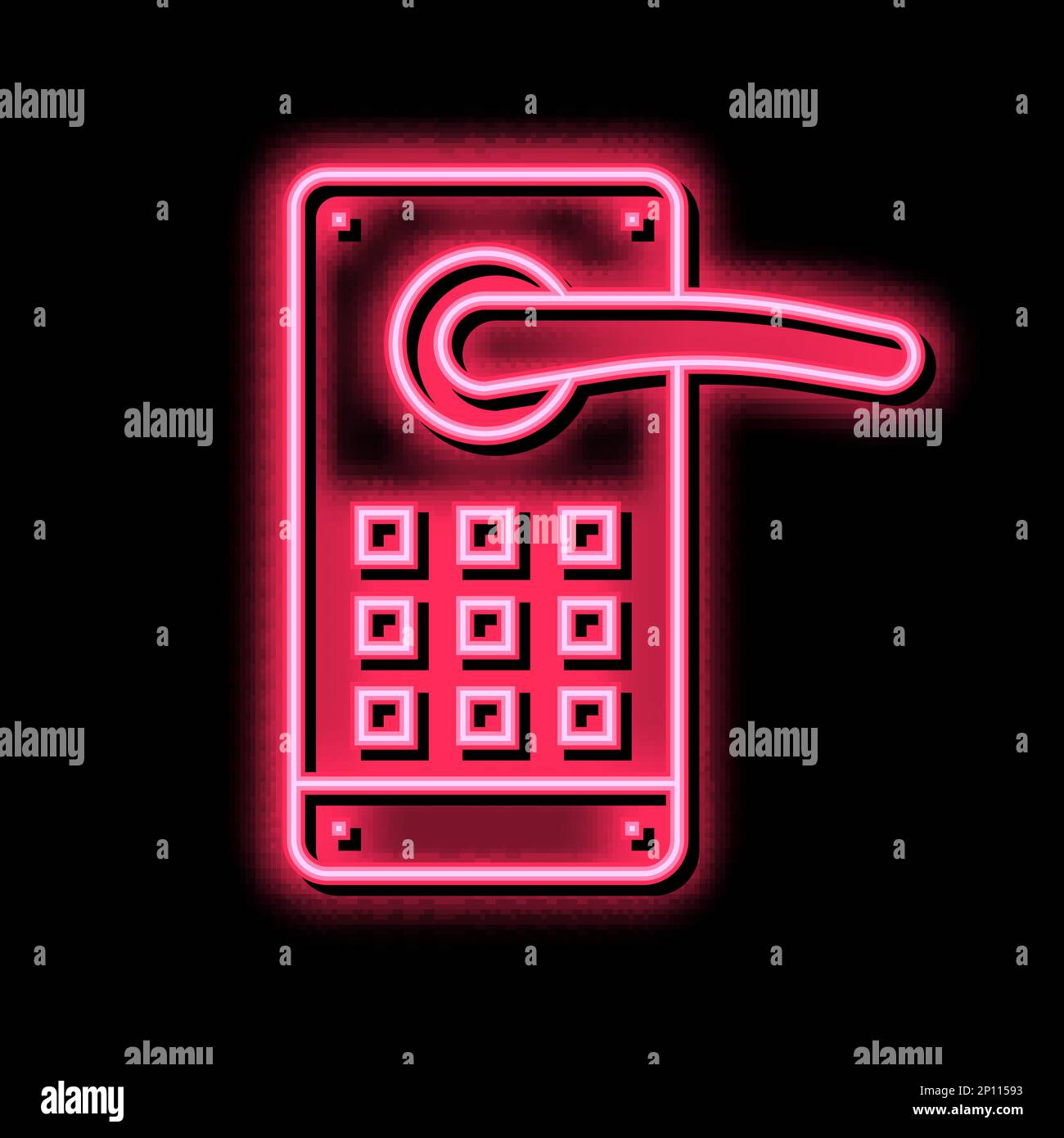 door lock with password neon glow icon illustration Stock Vector Image ...