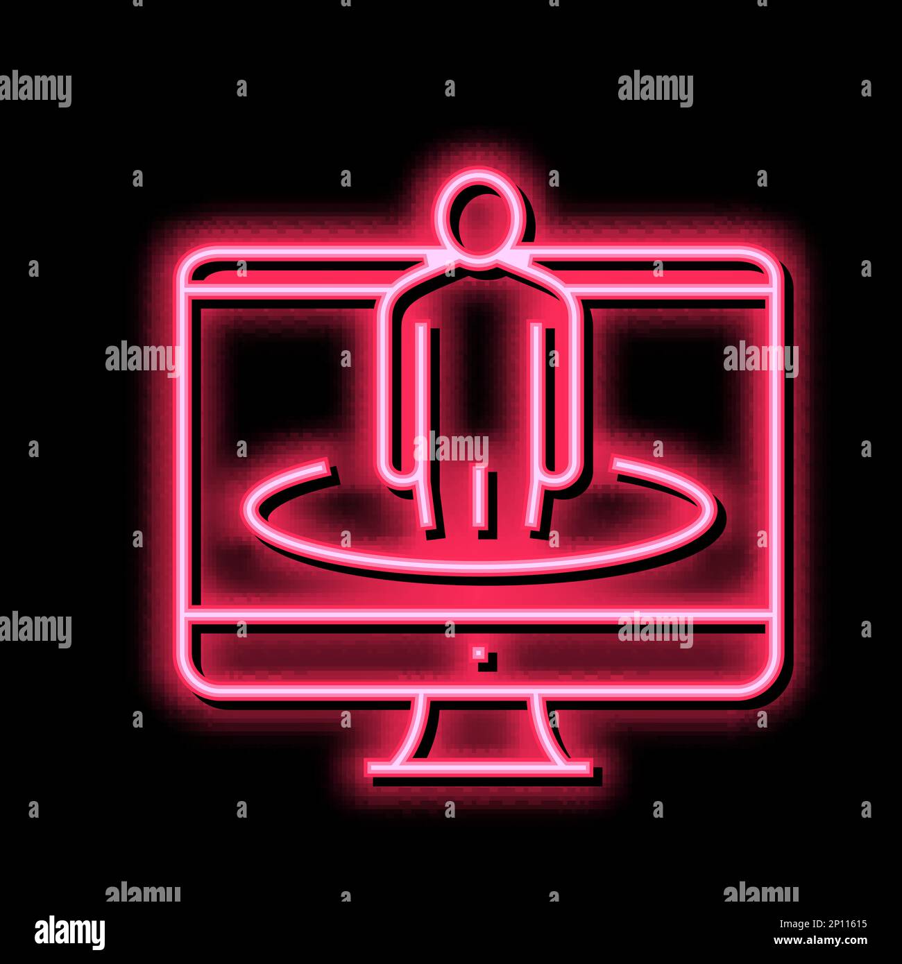 human on computer screen neon glow icon illustration Stock Vector Image ...