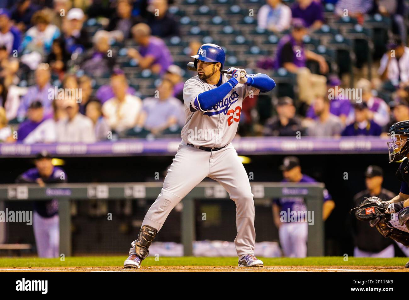 Los Angeles Dodgers first baseman Adrian Gonzalez (23) waits for the ...