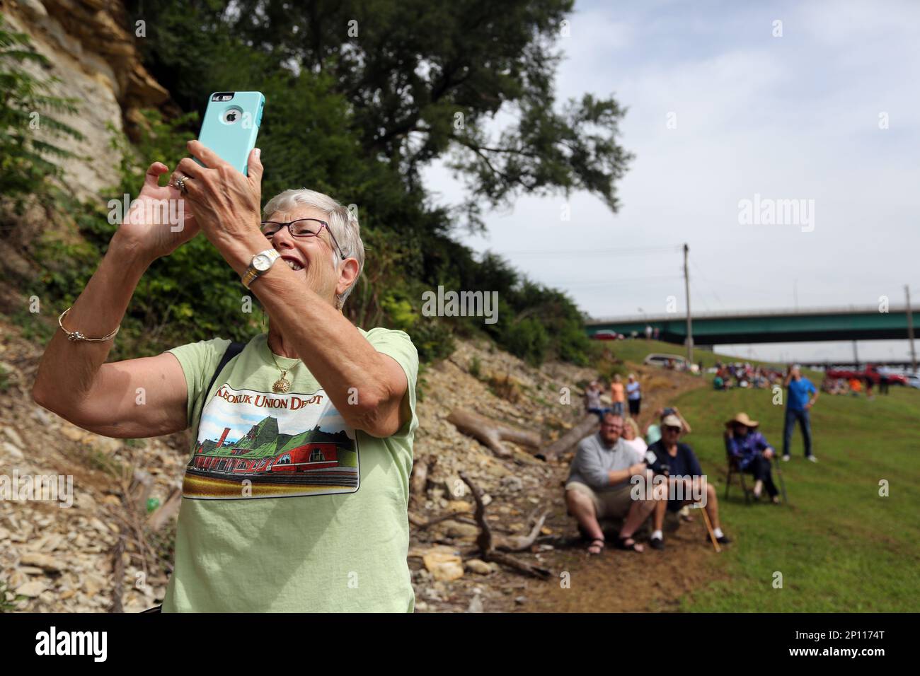 Janet Smith, president of the Keokuk Union Depot Foundation, sports a ...