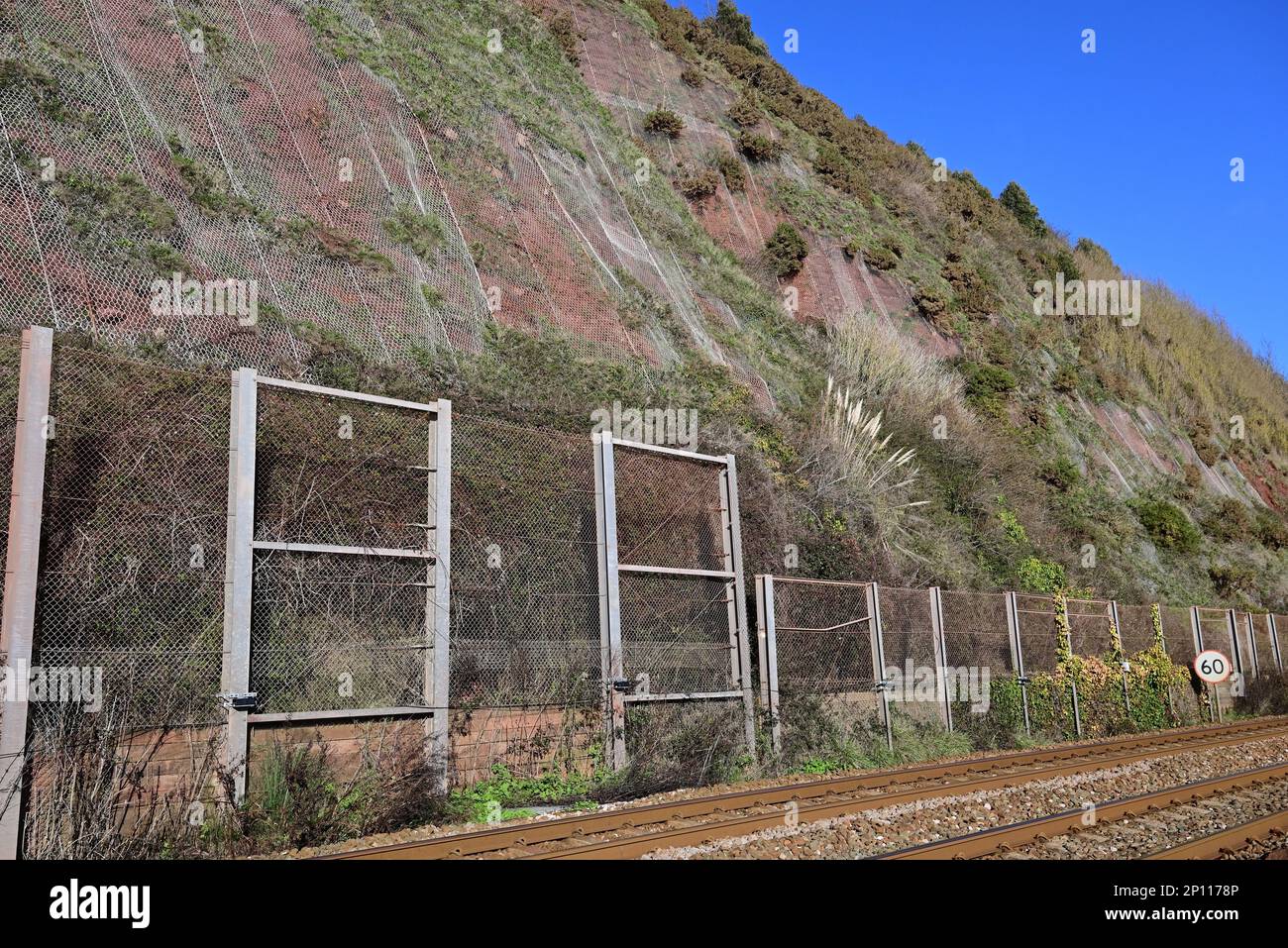 Protecting the railway at Teignmouth from cliff falls, using wire ...